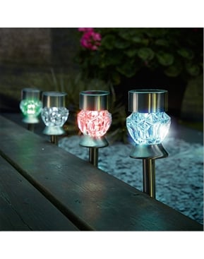Crystal Glass Colour-Changing Solar Lights - Set of 4 | Scott's of Stow