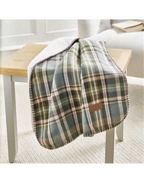 Green | Tartan Check Fleece Lap Blanket | Scott's of Stow