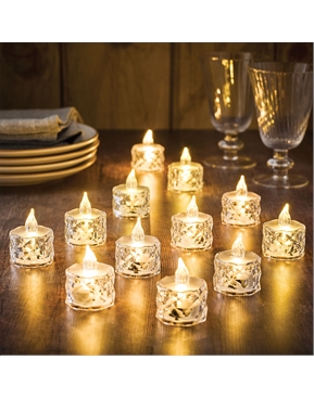 Set of 12 Crystal Look LED Tea Lights | Scott's of Stow