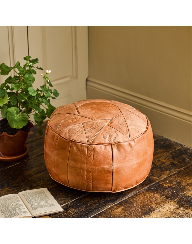 Red | Tunisian Leather Pouffe | Scott's of Stow